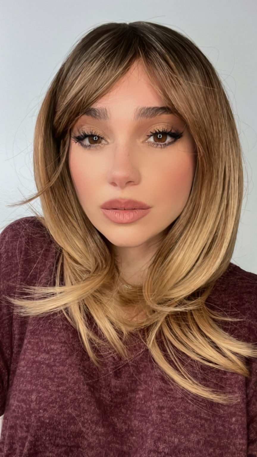EllaRae | Shiloh Wig Style | Caramel Brown Straight Layered Shoulder ...