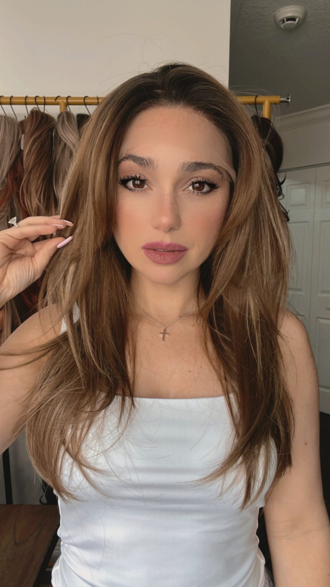 EllaRae | Emily Style Wig | Mid-length Layered Free Parting Brown with ...