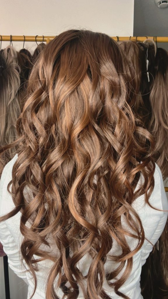 EllaRae | Salem Style Wig | Lace Front Curly Cherry Brown with Highlights Wig – EllaRae Boutique